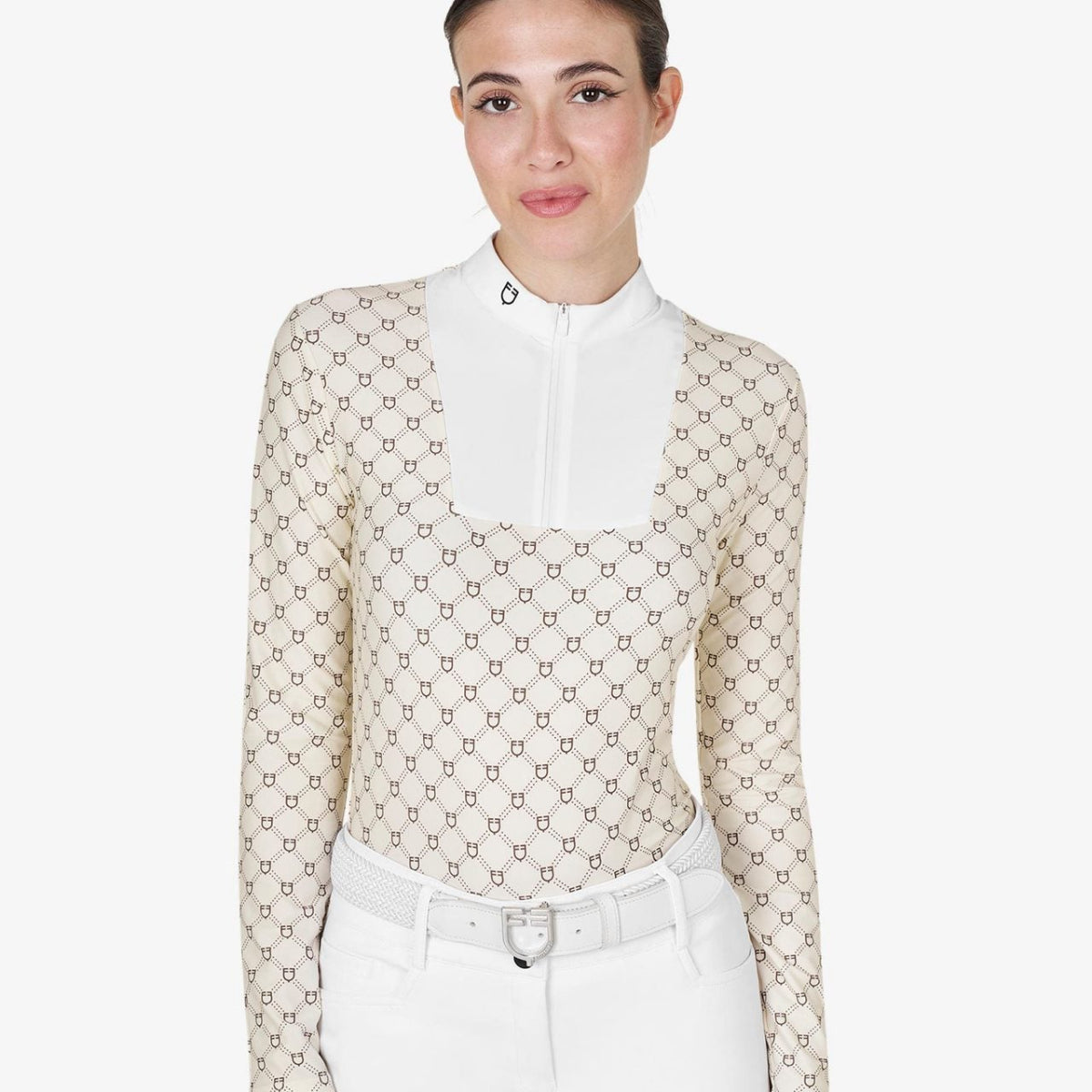 Equestro Women's Monogram Polo Zip Competition Shirt | Malvern Saddlery
